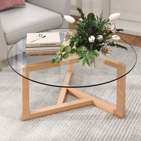 Hokku Designs Storm Coffee Table, Glass Coffee Table, Living Room Table, Modern Coffee Table ...